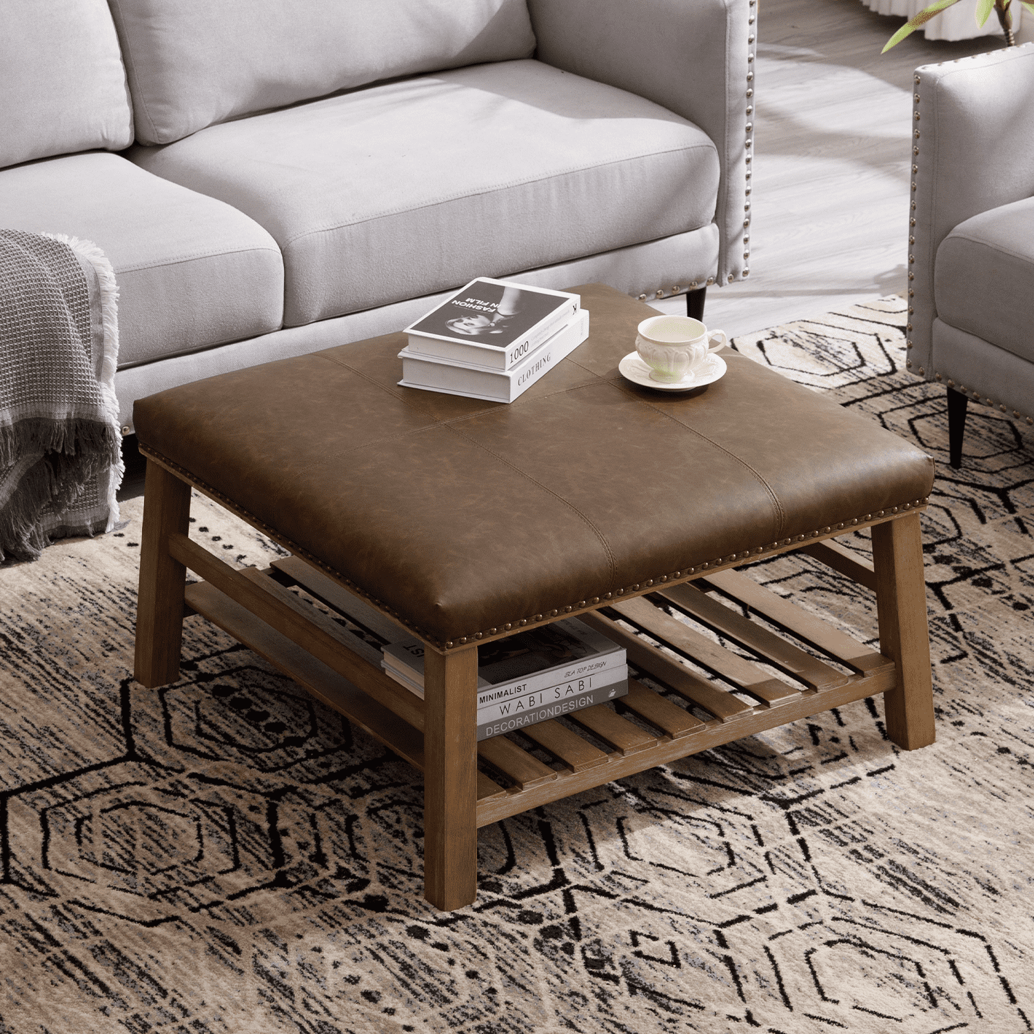 CIMOTA Rivet-Trimmed Storage Coffee Table - 2204