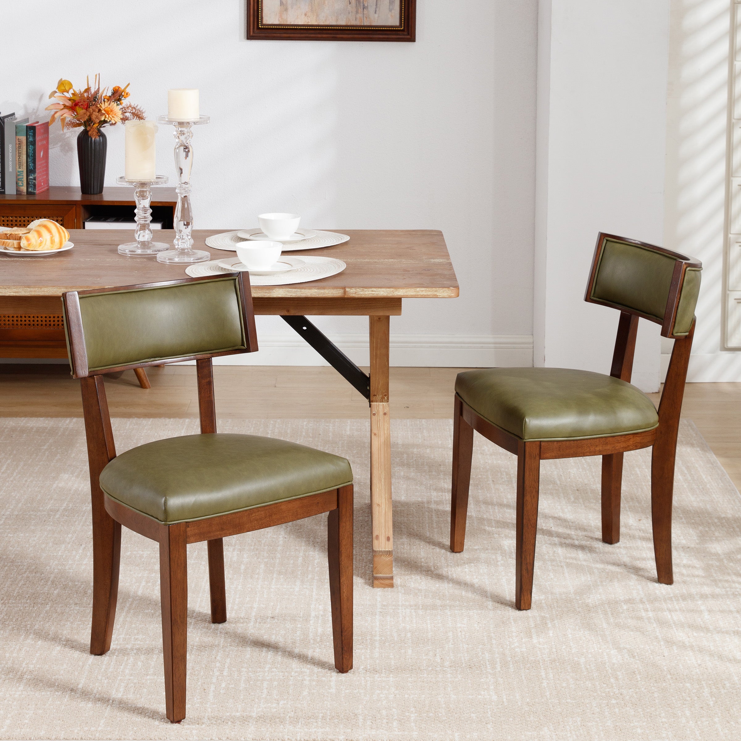 Mid Century Modern PU Dining Chairs Set of 2 - X061DC