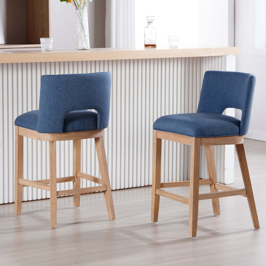26" Linen Armless Open Back Counter Bar Stools Set of 2 - 3226CS