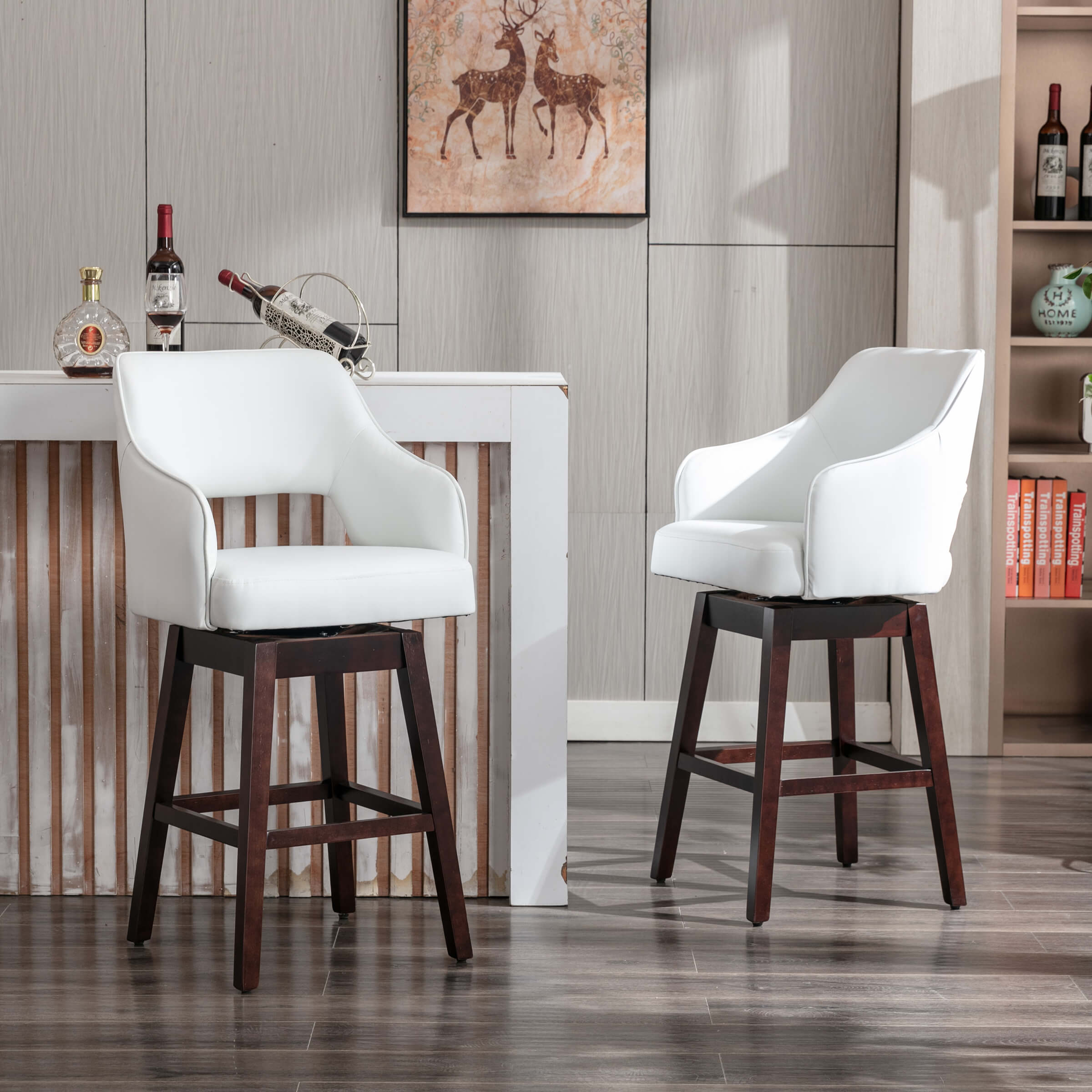 Height Bar High Top Chairs With Backs Bar Stools Beige CIMOTA Swivel ...