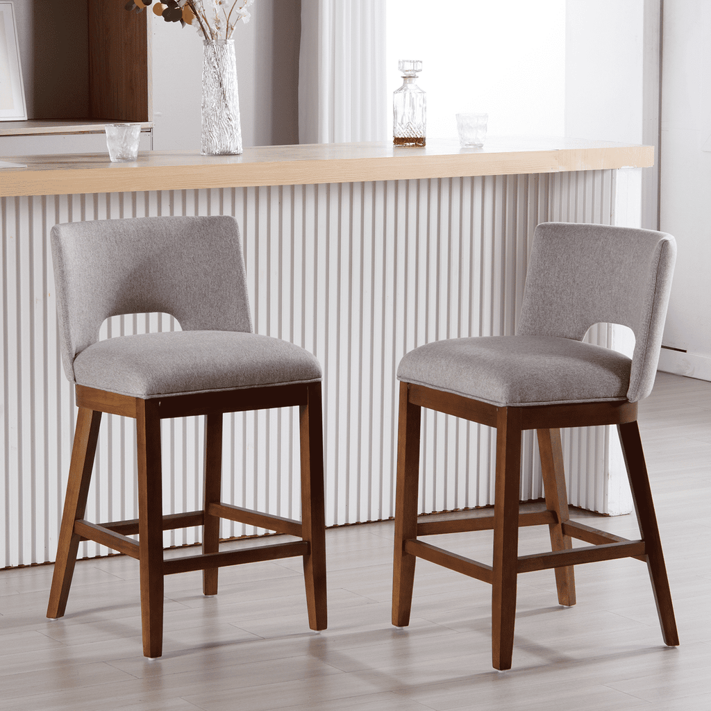 26" Linen Armless Open Back Counter Bar Stools Set of 2 - 3226CS
