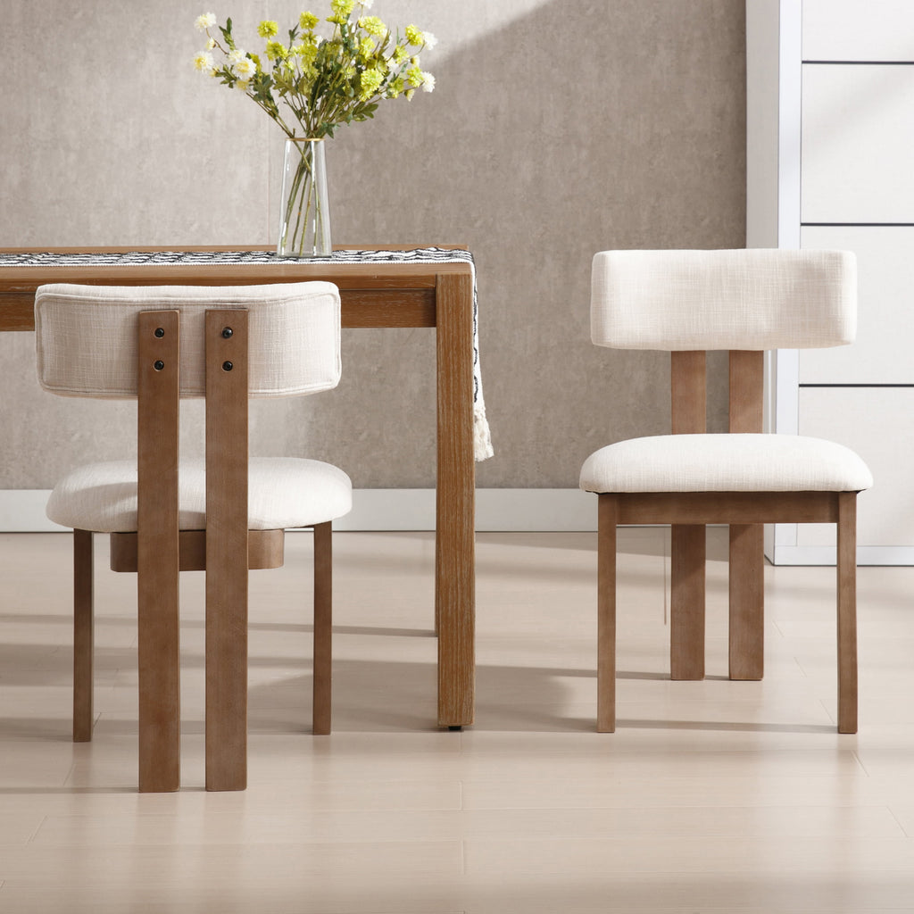 Upholstered Wooden Legs Dining Chairs Set of 2 - 10014DC