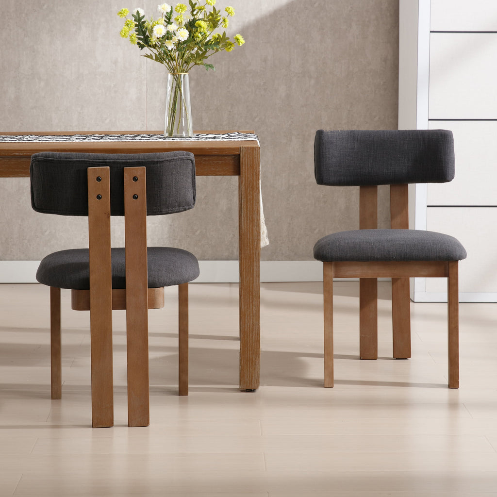 Modern Upholstered Dining Chairs with Wooden Legs Set of 2 - 10014DC