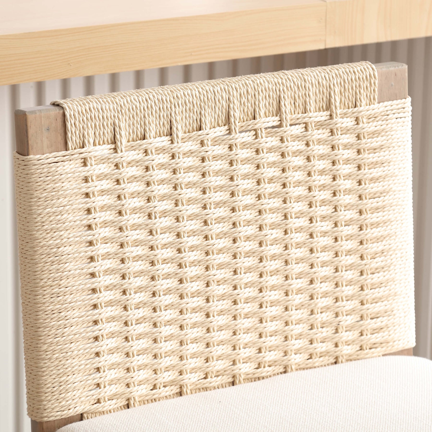 27.25" Woven Rope Back Linen Counter Stools Set of 2 - 5743CS