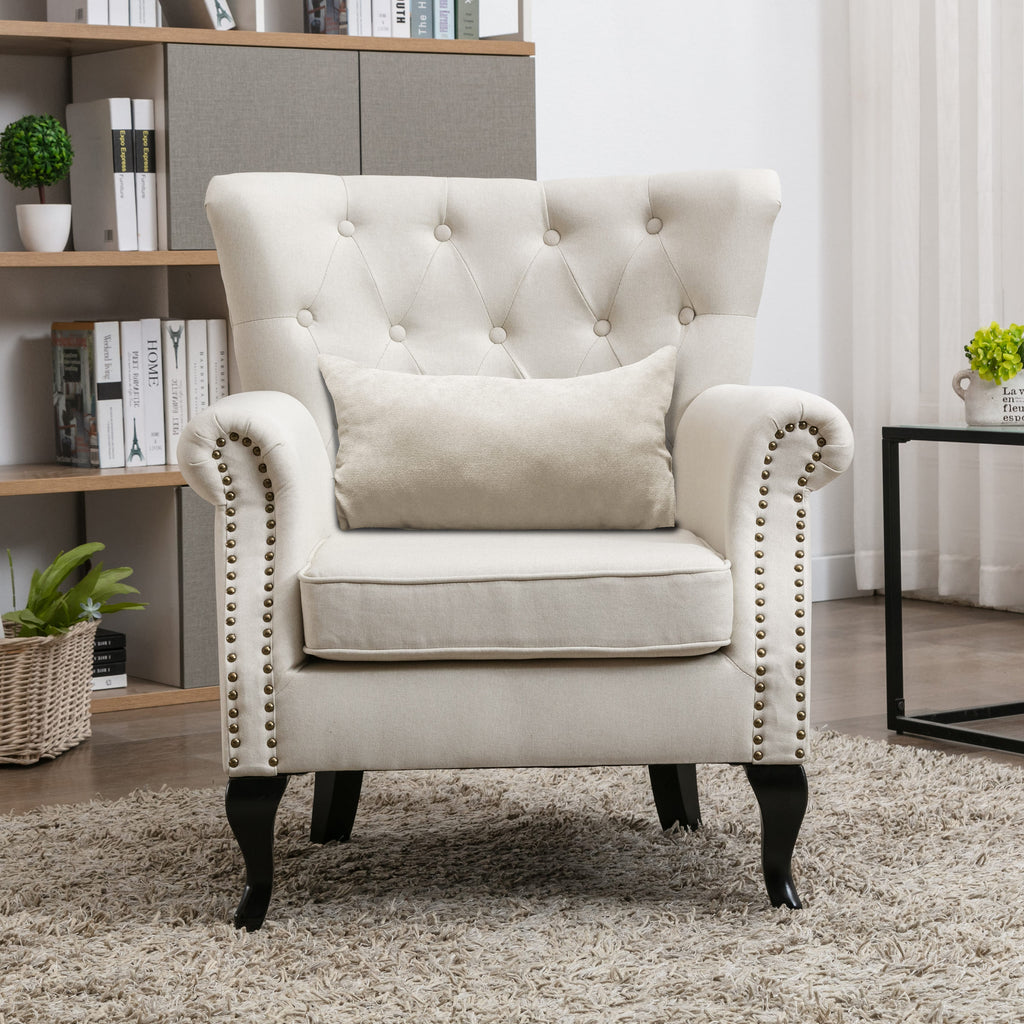 Mid-Century Wingback Tufted Accent Chair with Ottoman - XXX1AC