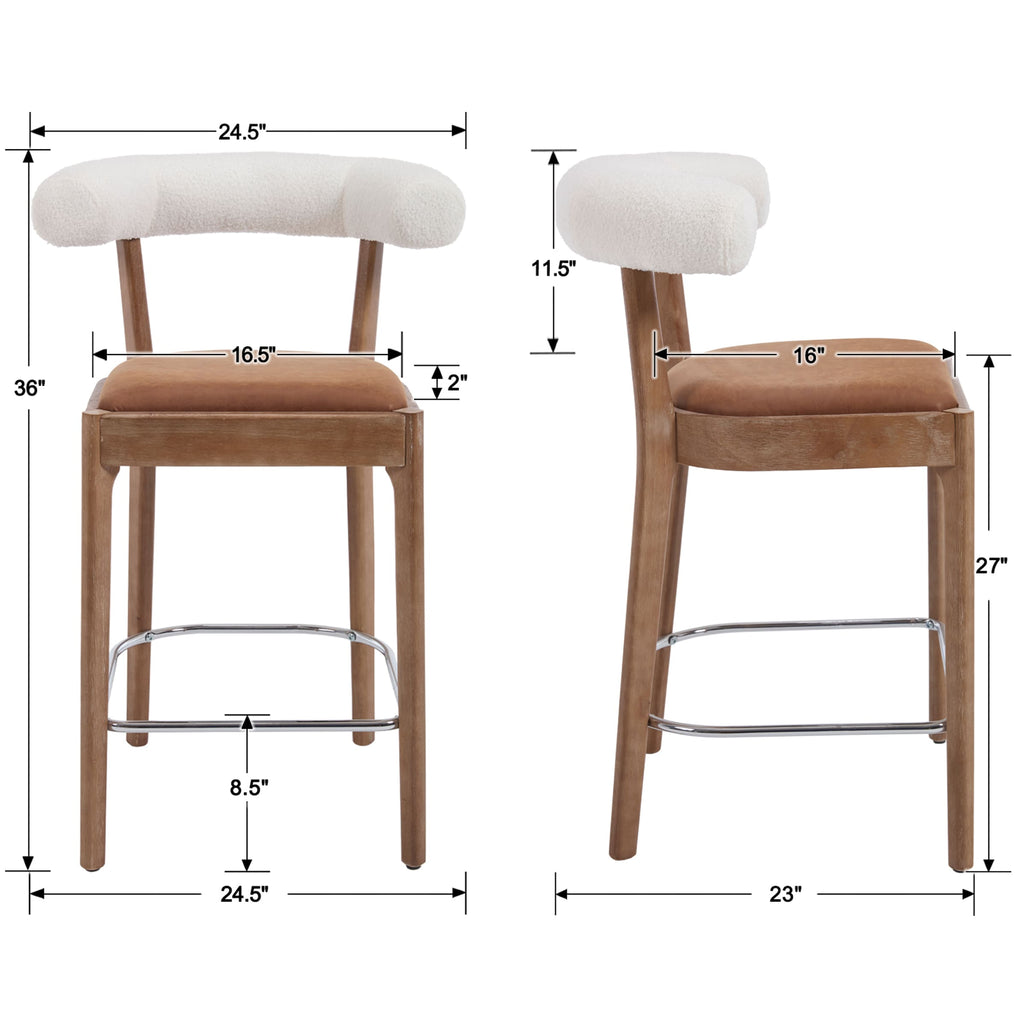 EALSON Modern 27"H Curved Back Counter Stools Set of 2 - 5732CS