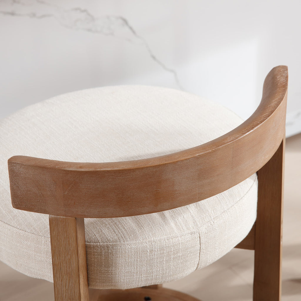 Modern 26.5" Round Cushion Counter Stools with Wood Legs - 5733CS